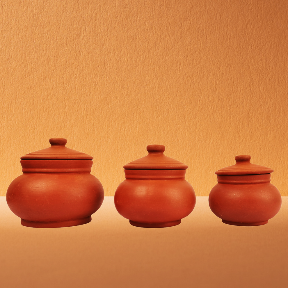 Round Clay/Mitti Handi Pot | Pure Clay Earthenware – YOGICTOWN